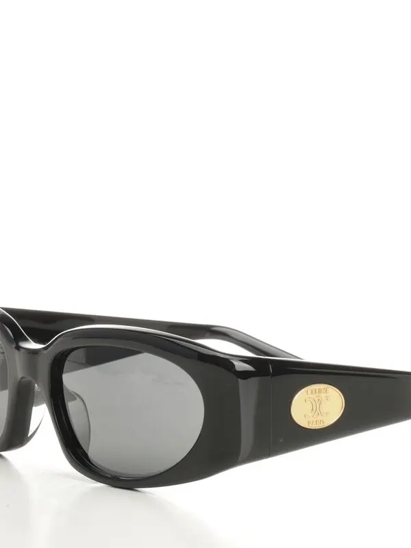 Celine Acetate Rectangular Sunglasses With Triomphe Signature - Black