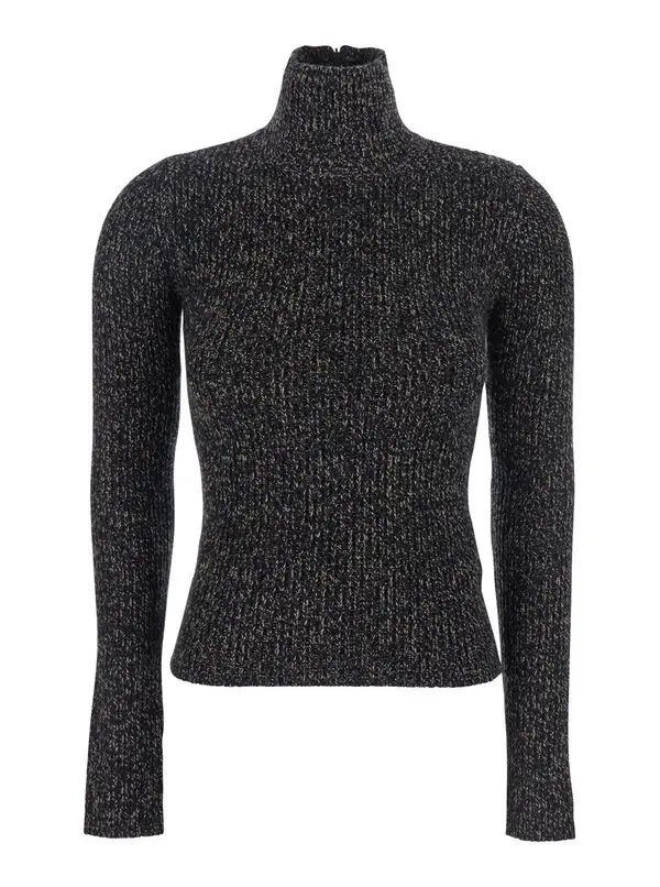 Max Mara Ribbed Wool Blend Turtleneck Sweater - Multicolor