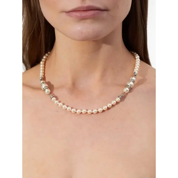 Alessandra Rich Pearl And Crystal Embellished Necklace