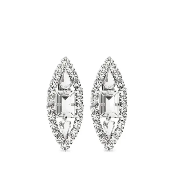 Alessandra Rich Tone Marquise Drop Earrings With Gem Detailing - Silver