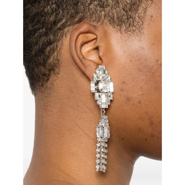 Alessandra Rich Crystal Embellished Tassel Drop Earrings
