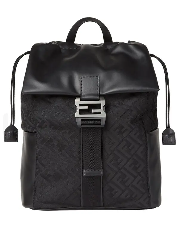 Fendi Baguette Backpack Ff Monogram - Black