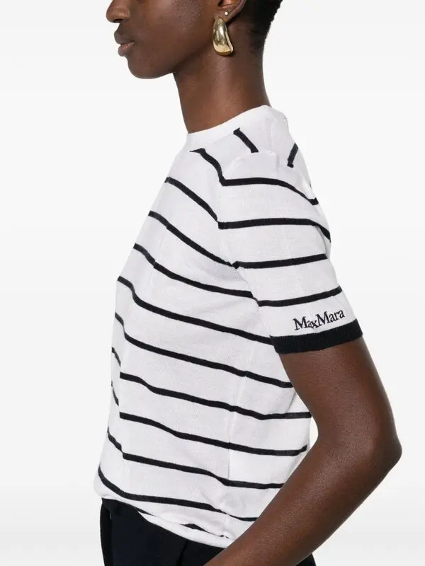 Max Mara Striped Crewneck Short Sleeve T-shirt - Multicolor