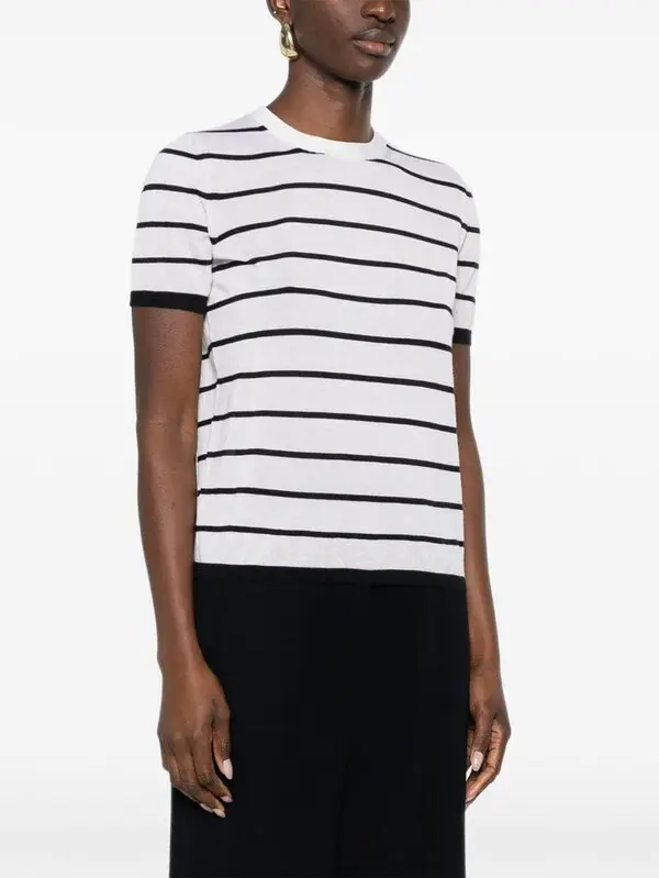 Max Mara Striped Crewneck Short Sleeve T-shirt - Multicolor