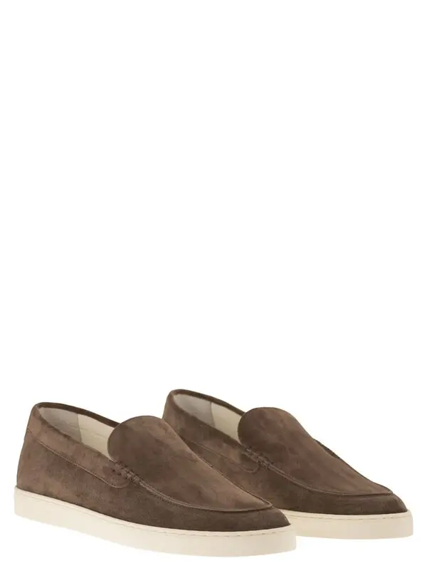 Brunello Cucinelli Chevron Suede Moccasin Trainers