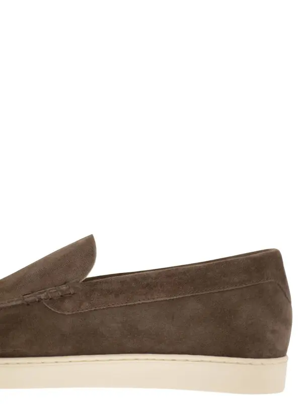 Brunello Cucinelli Chevron Suede Moccasin Trainers