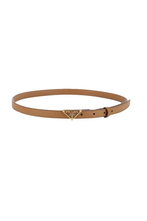 Prada Leather Belt With Triangle Logo - Multicolor