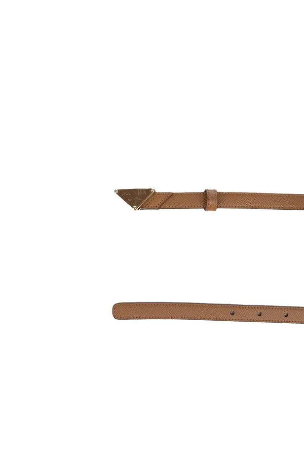 Prada Leather Belt With Triangle Logo - Multicolor
