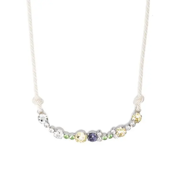 FORTE_FORTE Tone Multi-stone Necklace With Heart Pendant - Silver