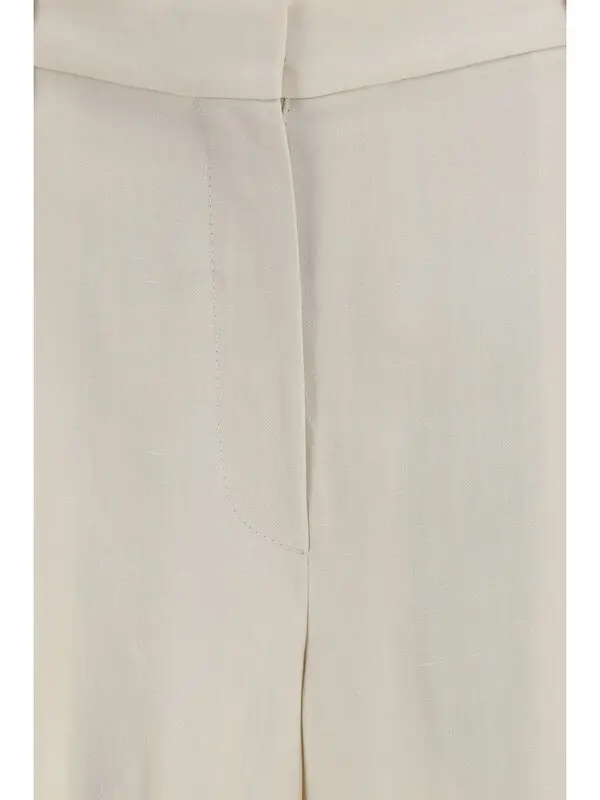 Brunello Cucinelli Fluid Twill Wide Pants - Cream