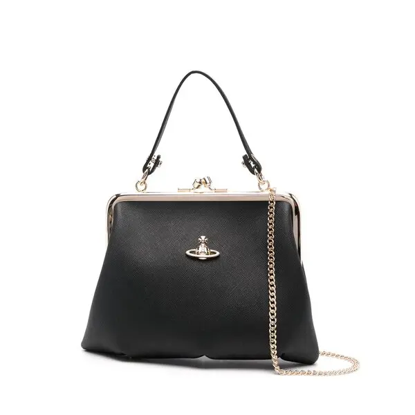 VIVIENNE WESTWOOD Metallic Logo Plaque Clutch Bag - Black
