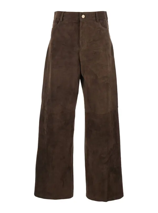 Max Mara Suede Pants With Logo Detail - Multicolor