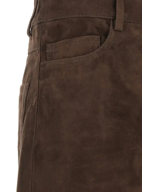 Max Mara Suede Pants With Logo Detail - Multicolor