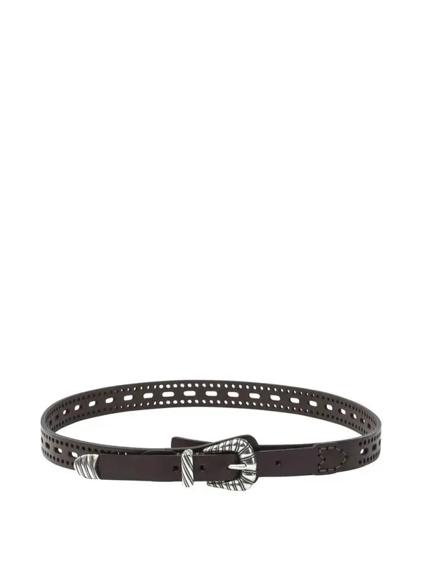 Etro Leather Belt With Perforated Details - Brown