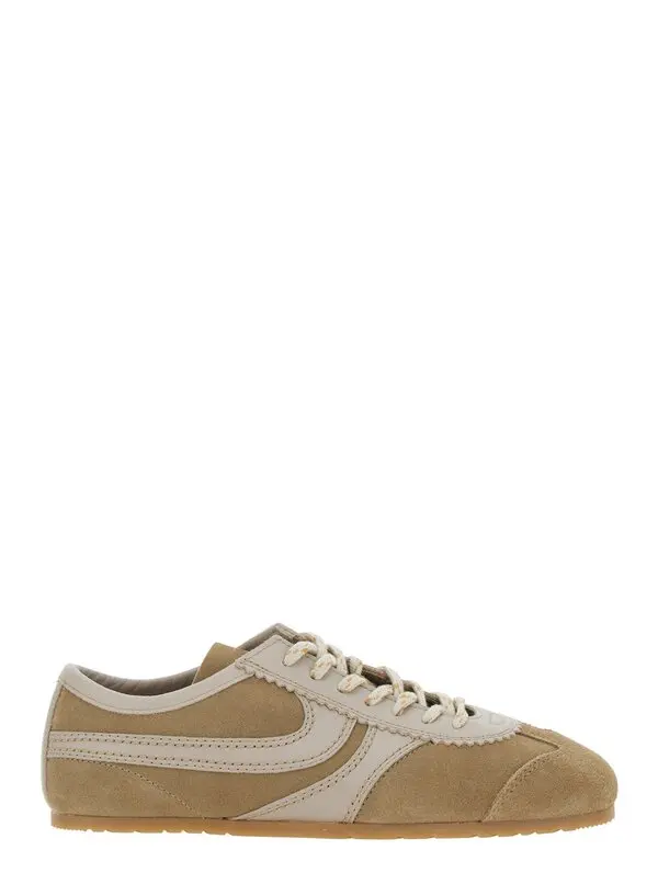 Dries Van Noten Low Top Sneakers With Bi-color Laces In Suede - Multicolor