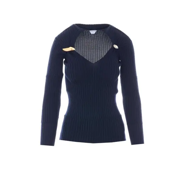 Bottega Veneta Ribbed Silk And Cashmere Knit Top With Gold-tone Hardware