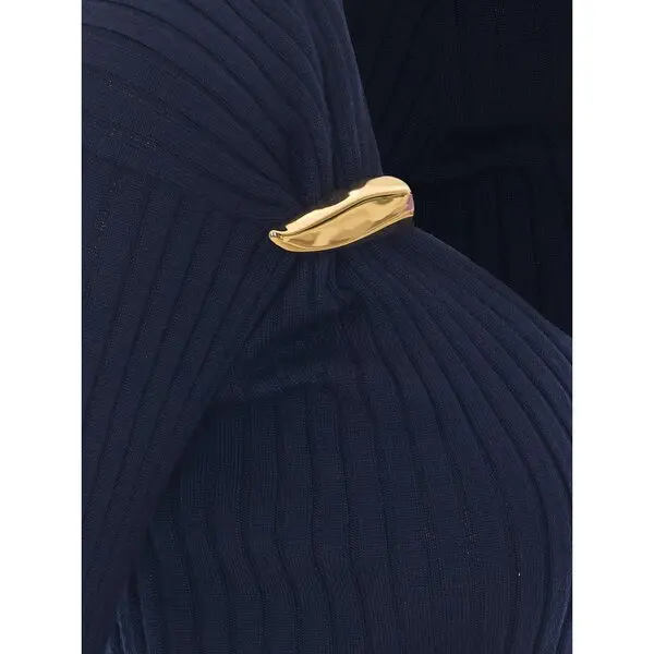 Bottega Veneta Ribbed Silk And Cashmere Knit Top With Gold-tone Hardware