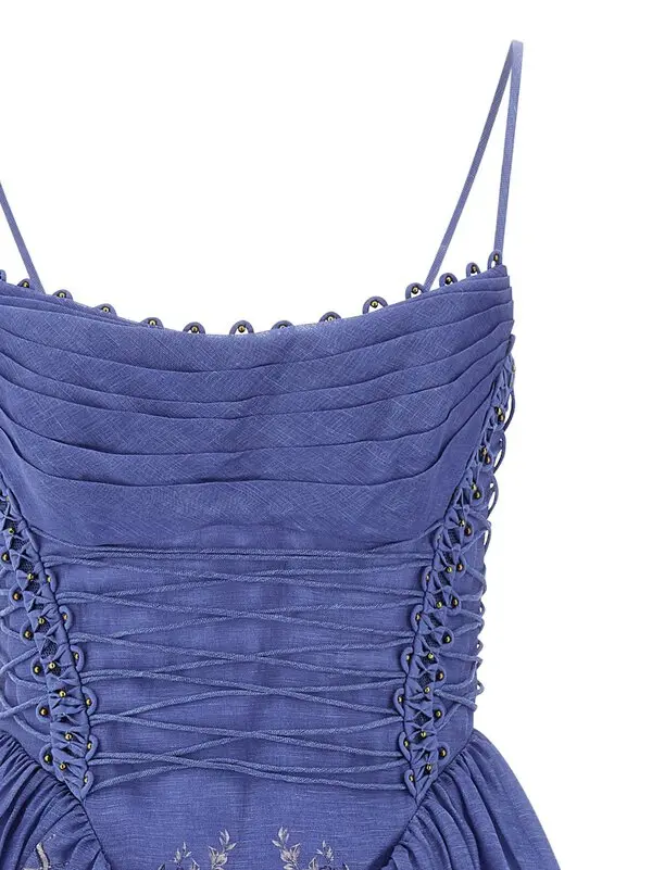 Zimmermann Rebellion Mermaid Picnic Floral Print Maxi Dress - Blue