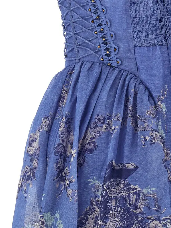 Zimmermann Rebellion Mermaid Picnic Floral Print Maxi Dress - Blue
