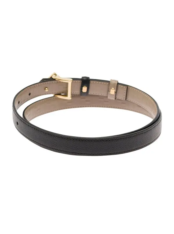 Fendi Black Leather Belt With Ff Double Closure - Multicolor