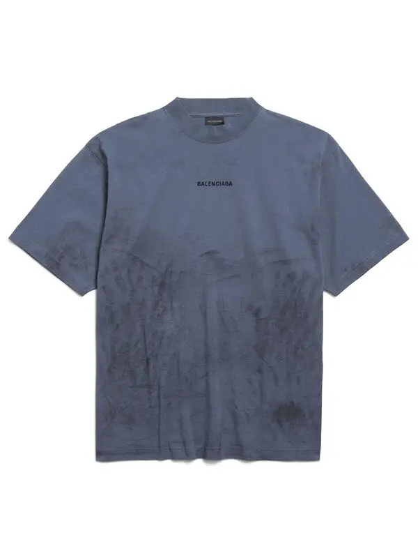 Balenciaga Back Medium Fit T-shirt In Faded Jersey - Blue