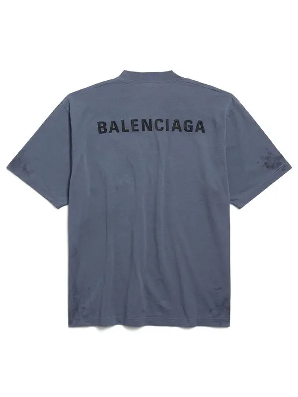 Balenciaga Back Medium Fit T-shirt In Faded Jersey - Blue