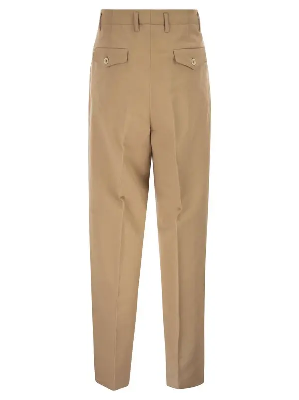 Brunello Cucinelli Tailored Cotton And Linen Trousers With Pleats - Cream
