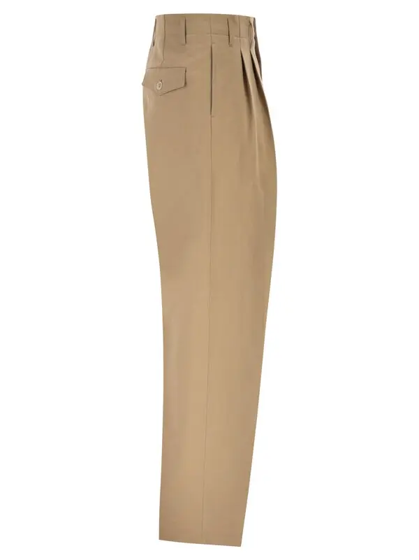Brunello Cucinelli Tailored Cotton And Linen Trousers With Pleats - Cream