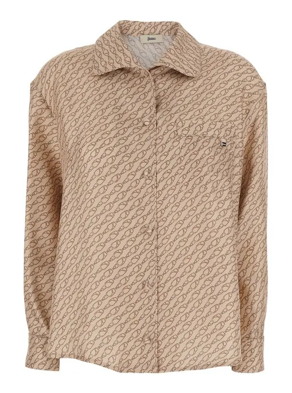 Herno Silk Printed Shirt With Wide Collar - Multicolor