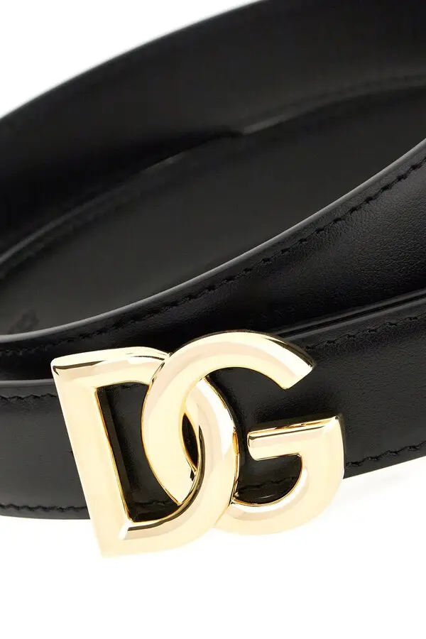 Dolce & Gabbana Leather Belt With Dg Logo Buckle - Multicolor