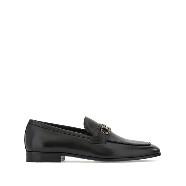 FERRAGAMO Gancini Buckle Loafers In Leather - Black