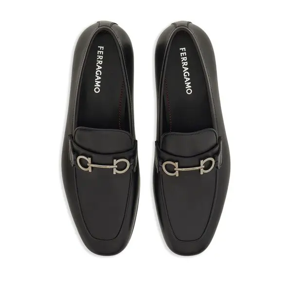 FERRAGAMO Gancini Buckle Loafers In Leather - Black
