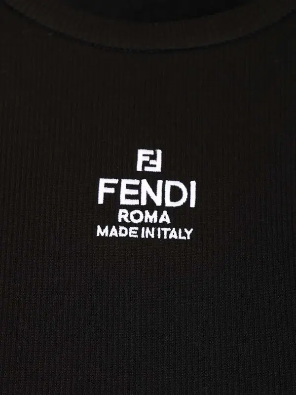 Fendi Ribbed Cropped Top With Logo Detail