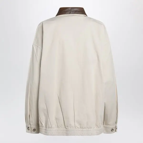 Prada Garment-dyed Old Gabardine Blouson With Embroidery
