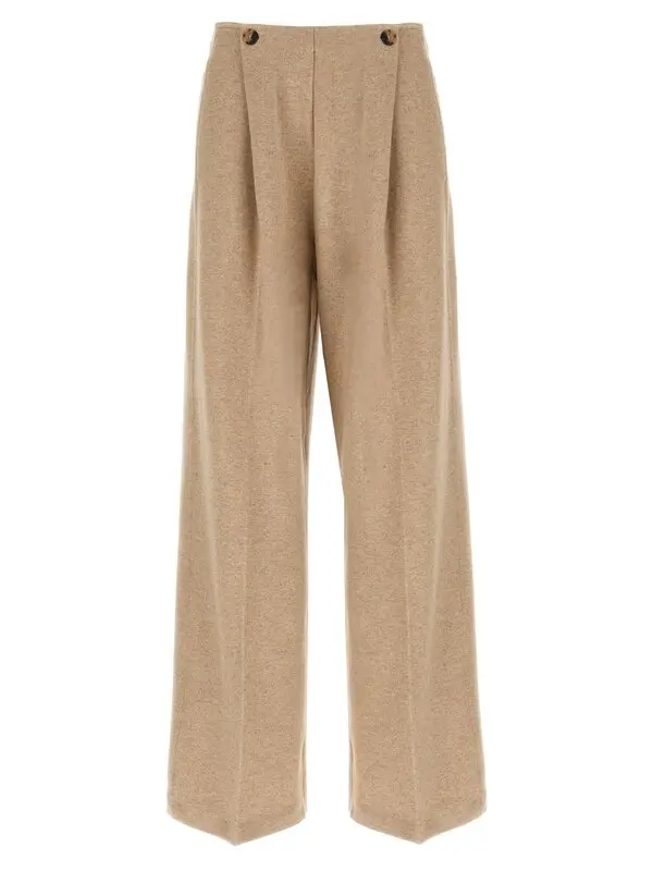 Max Mara Micenea Stretch Cashmere Flannel Pants - Cream