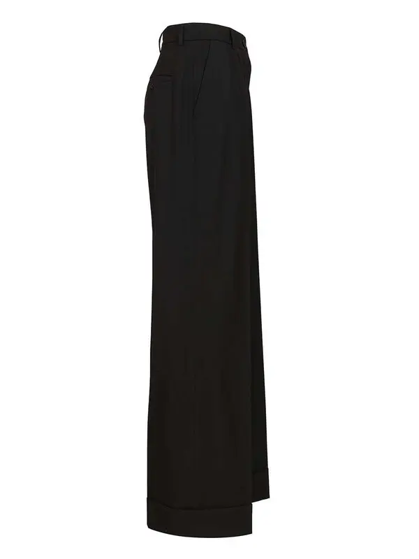 Dolce & Gabbana Wool Gabardine Trousers - Black