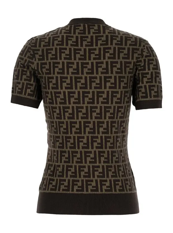 Fendi Short Sleeve T-shirt With All-over Ff Motif - Multicolor