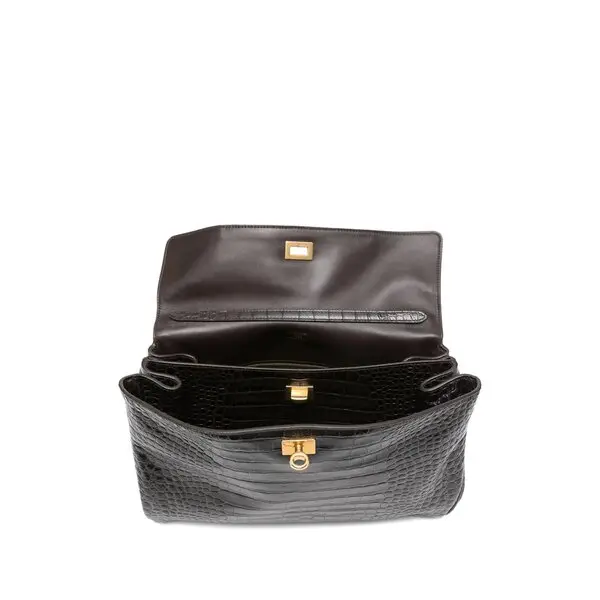 Balenciaga Crocodile Embossed Leather Tote Bag
