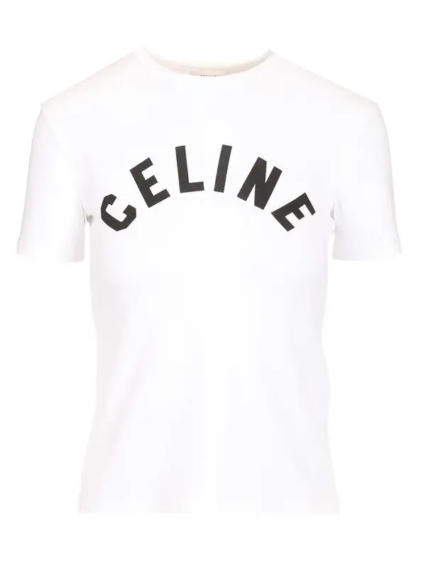 Celine Crew Neck Cotton Jersey T-shirt - White