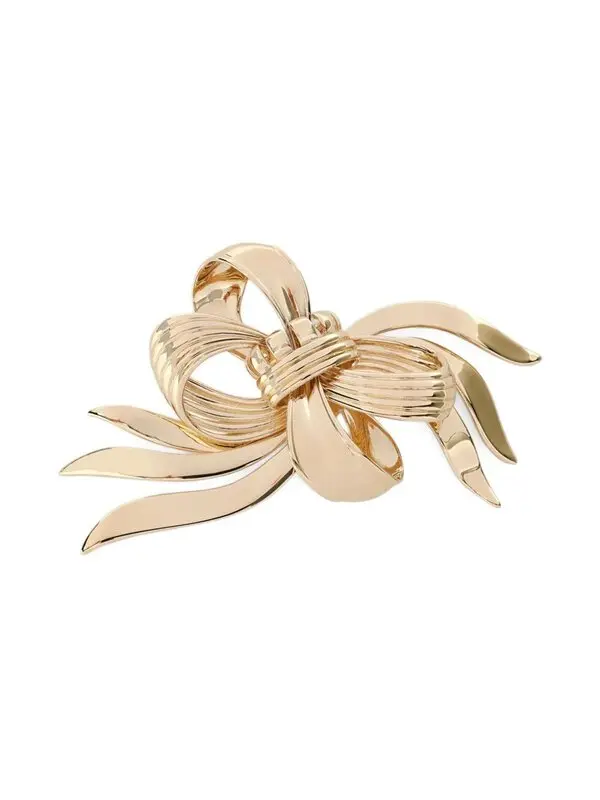 Miu Miu Gold Tone Bow Brooch - Silver