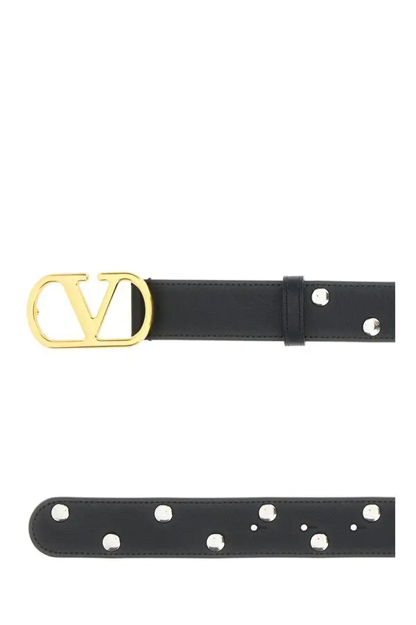 Valentino Garavani Studded Leather Belt With Vlogo Buckle