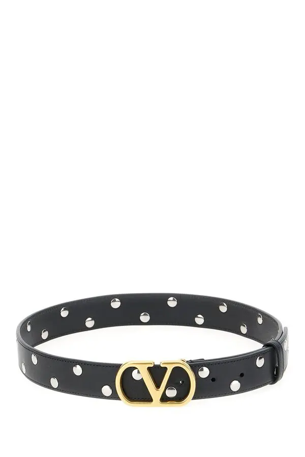 Valentino Garavani Studded Leather Belt With Vlogo Buckle - Multicolor