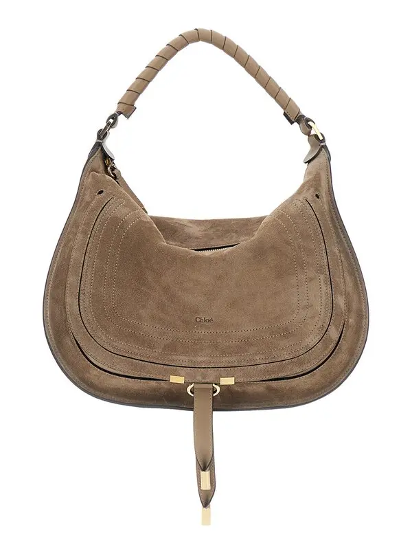 Chloé Marcie Medium Shoulder Bag In Suede - Brown