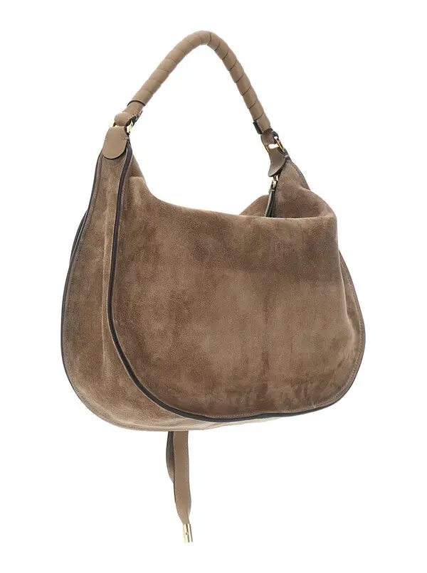 Chloé Marcie Medium Shoulder Bag In Suede - Brown