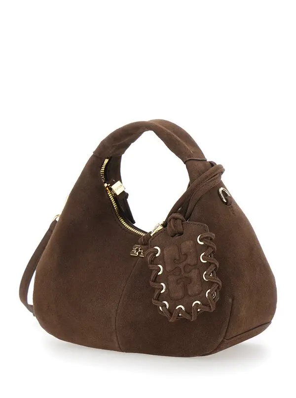 GANNI Suede Handbag With Removable Shoulder Strap