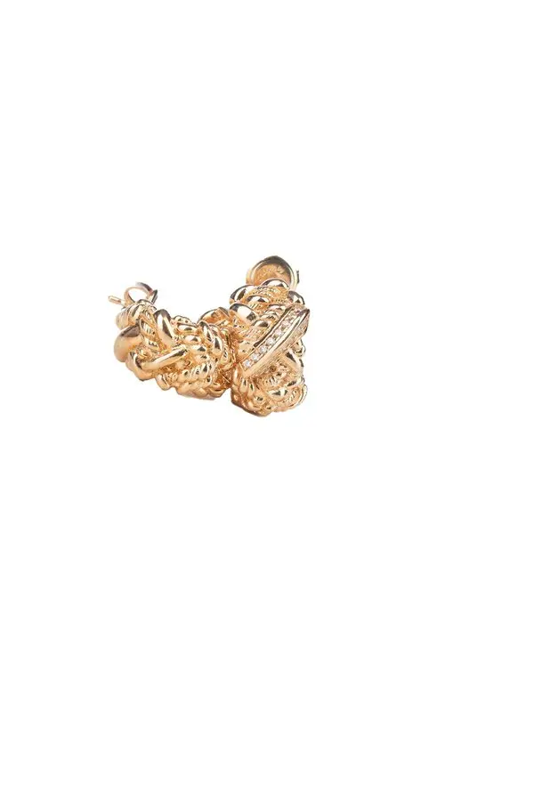 Bottega Veneta Gold Tone Twisted Hoop Earrings