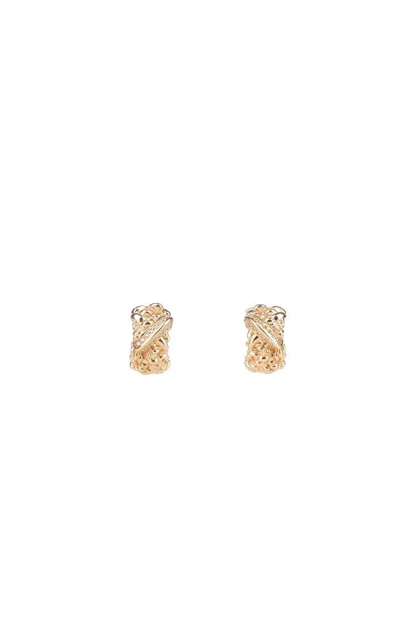 Bottega Veneta Gold Tone Twisted Hoop Earrings