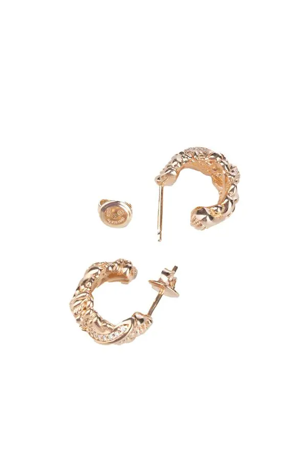 Bottega Veneta Gold Tone Twisted Hoop Earrings