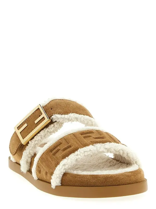 Fendi Feel" Sheepskin Sandals With Ff Motif