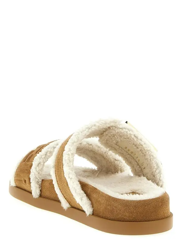 Fendi Feel" Sheepskin Sandals With Ff Motif